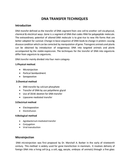 Gene transfer methods | PPTX | Biological Sciences | Science
