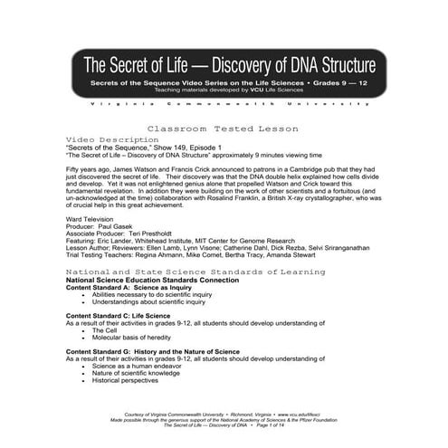 Dna vid lesson plan | PDF
