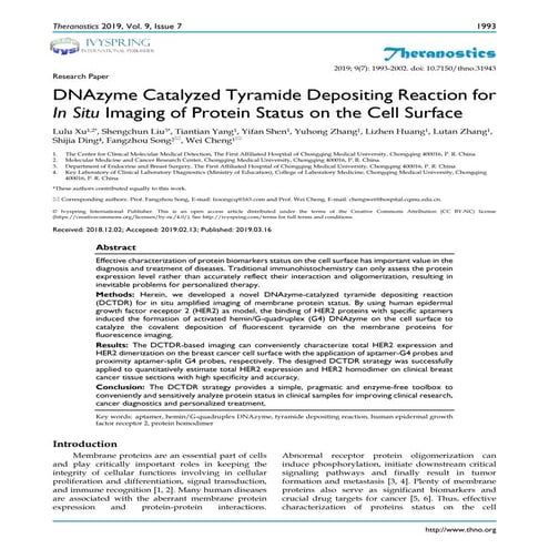 Dnazyme catalyzed tyramide depositing reaction for in situ imaging of ...