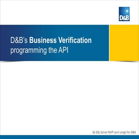 D&B Business Verification API Code Sample in C# | PPTX | Databases ...