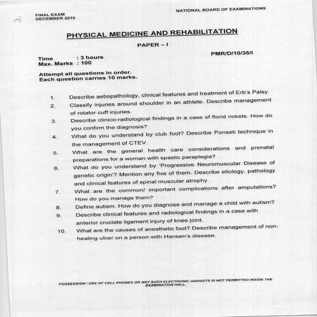 DNB-Final PMR Question papers 2010 to 2013 | PDF