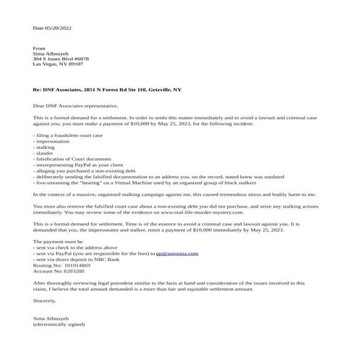 Open Letter to DNF Associates, LLC | PDF