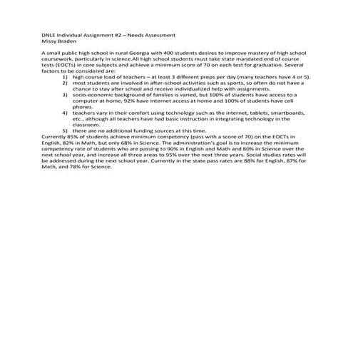 Dnle individual assignment 2 - Needs Analysis | PDF