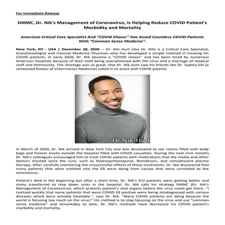 DNMC, Dr. Nik's Management of Coronavirus, is Helping Reduce COVID ...