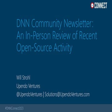 Dnn Community Newsletter An In Person Review Of Recent Open Source