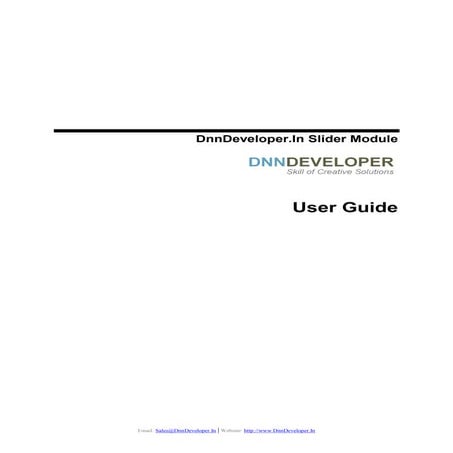Dnn developer slider module user manual | PDF