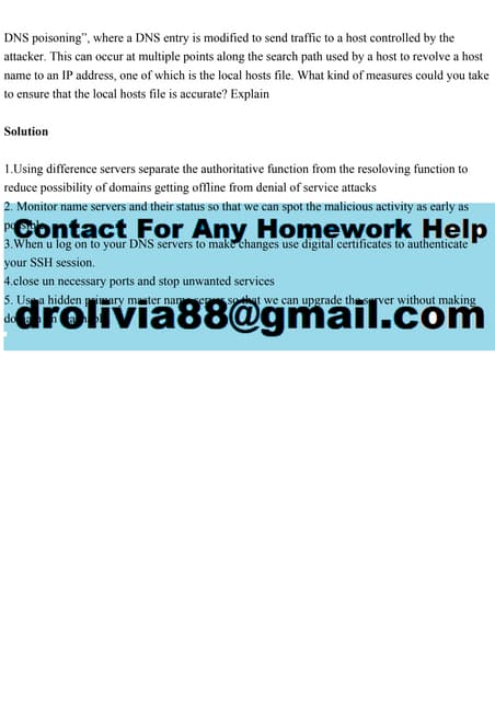 DNS poisoning”, where a DNS entry is modified to send traffic to a h.pdf DNS poisoning”, where a DNS entry is modified to send traffic to a h.pdf