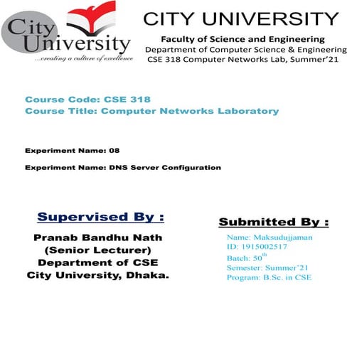 Dns Server Configuration With Cisco Packet Tracer Pdf Computer Networking Computing