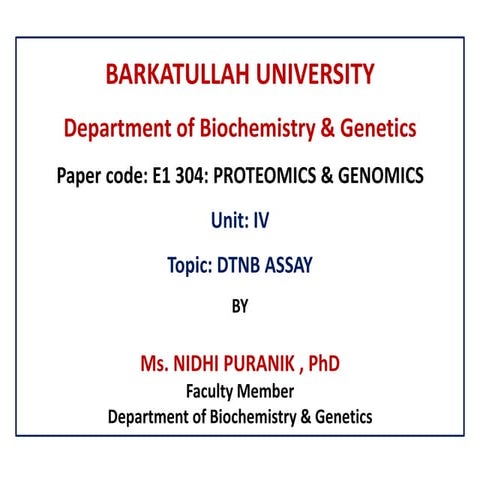 PROTEOMICS -DTNB ASSAY | PDF