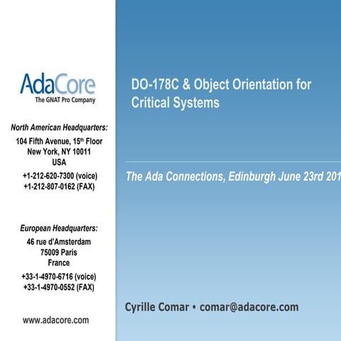 DO-178C & Object Orientation for Critical Systems | PPT