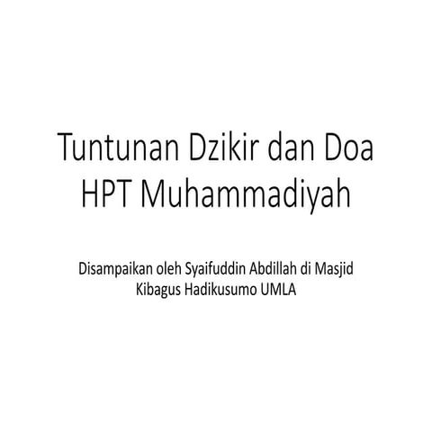 Tuntunan Doa dan Dzikir HPT Muhammadiyah | PPTX