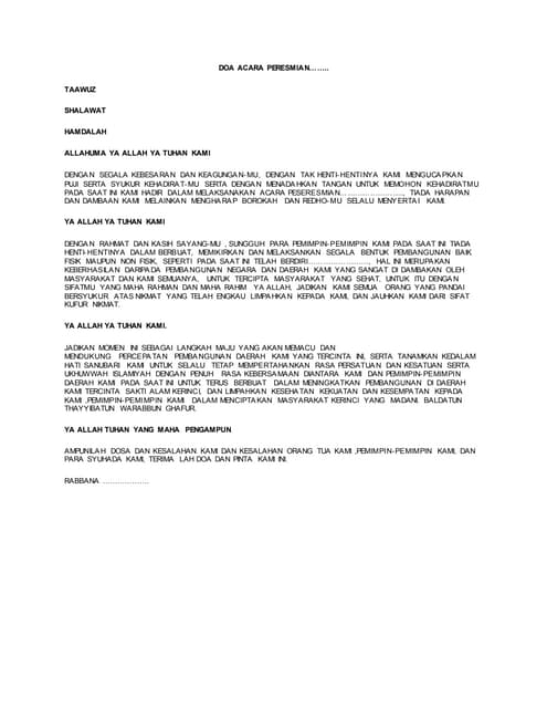 Doa Pembukaan Kegiatan | RTF