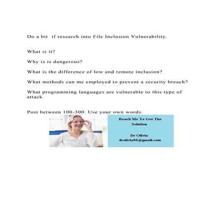 Do a bit if research into File Inclusion Vulnerability.Wh.docx