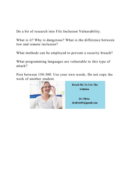 Do A Bit Of Research Into File Inclusion Vulnerabilitywhat Docx