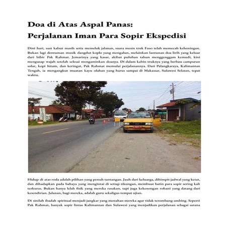 Doa di Atas Aspal Panas, Perjalanan Iman Para Sopir Ekspedisi | PDF