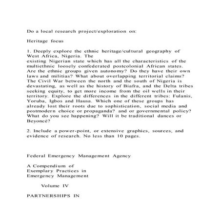 Do a local research projectexploration onHeritage focus1 | PDF