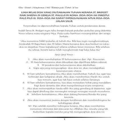 Doa menghormati 5480 pukulan pada tubuh yesus ... | DOCX