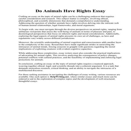 Do Animals Have Rights Essay. Animal Rights - University Biological ...