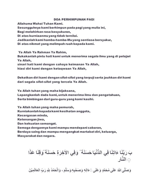 Doa Pembukaan Kegiatan | RTF