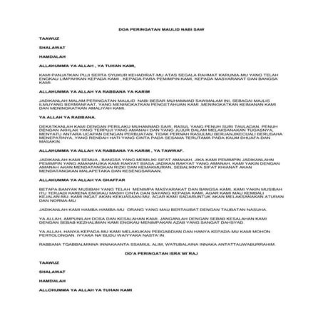 Doa peringatan maulid nabi saw | DOCX