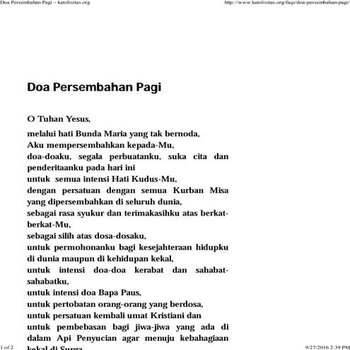 Doa persembahan pagi – katolisitas | PDF