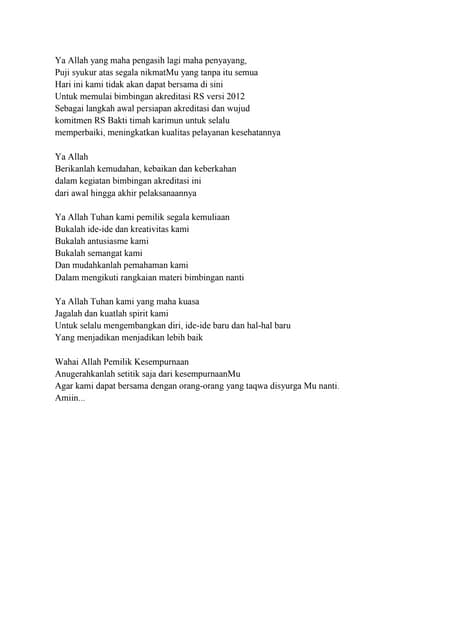 Doa Pembukaan Kegiatan | RTF