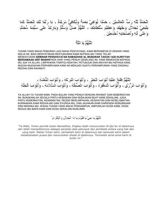 Doa pembukaan majlis | PDF