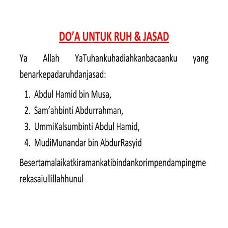 Do'a ruh dan jasad | DOCX