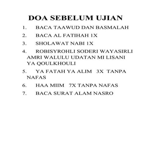 Doa sebelum ujian | DOC