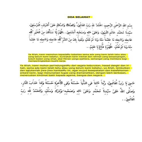 Doa selamat | DOCX
