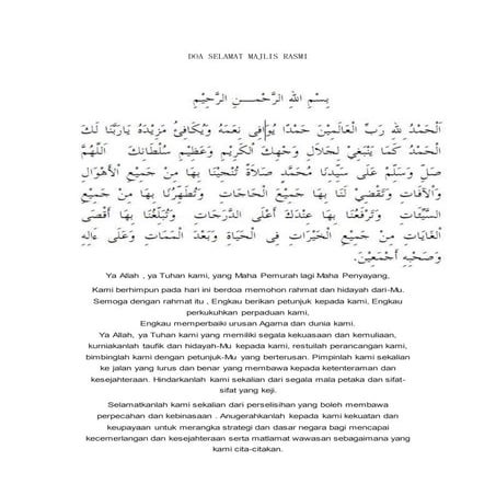 Doa selamat majlis rasmi | DOC