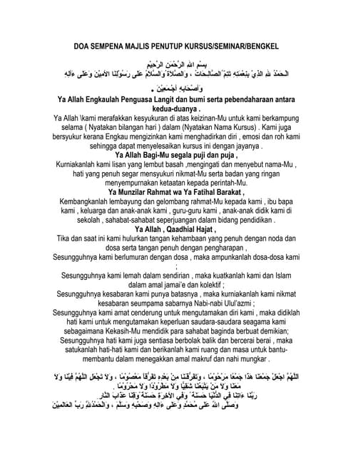Doa pembukaan majlis | DOCX