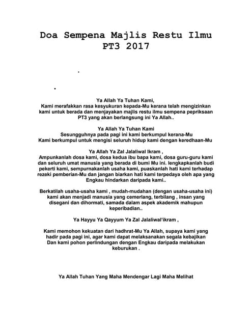 Doa Pembukaan Kegiatan | RTF