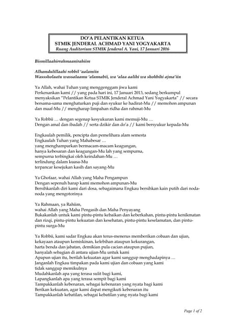 Doa Pembukaan Kegiatan | RTF