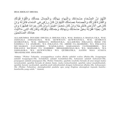 Doa sholat dhuha | DOCX