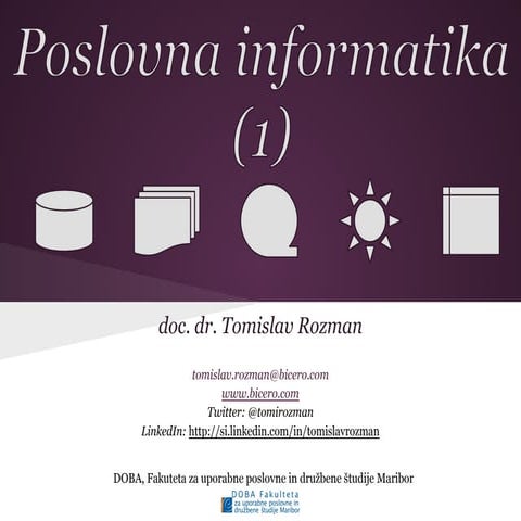 Poslovna informatika 1: Uvod | PPT