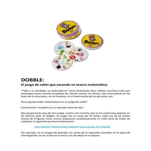 Dobble: el juego de salón que esconde un tesoro matemático | PDF ...