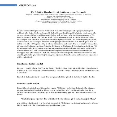 Dobit e ibadetit ne jeten e muslimanit | PDF