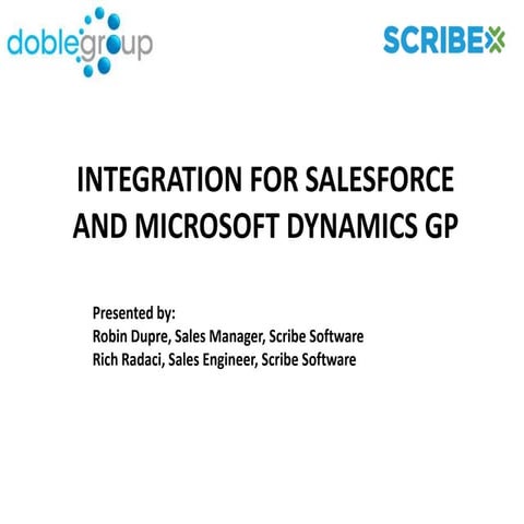 "Integrating Salesforce CRM through Scribe" Webinar | PPT