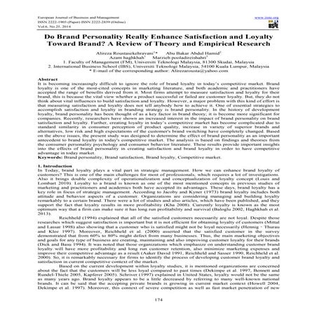 Do Brand Personality Really Enhance Satisfaction And Loyalty Toward