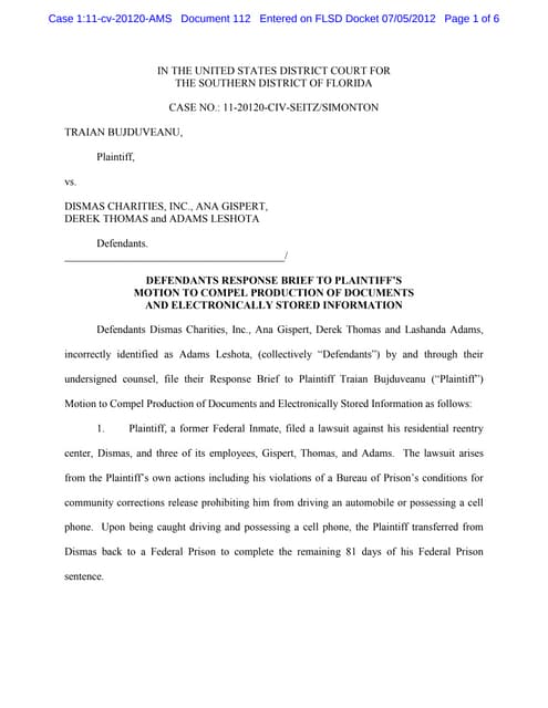 Defendants’ response brief in opposition to plaintiff’s motion for ...