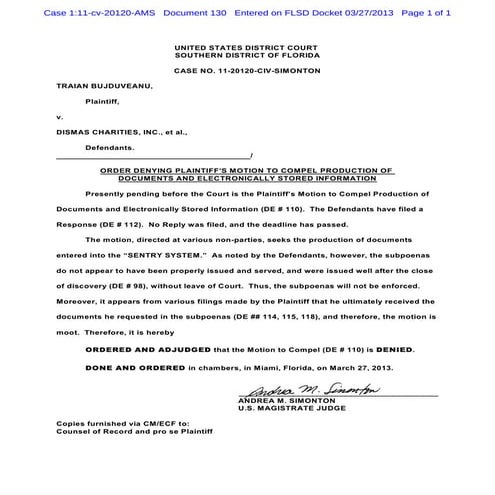 Order denying plaintiff's motion to compel | PDF