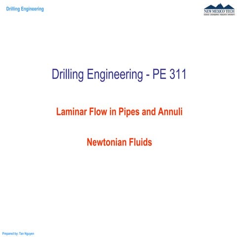 Laminar Flow in pipes and Anuli Newtonian Fluids | PPT