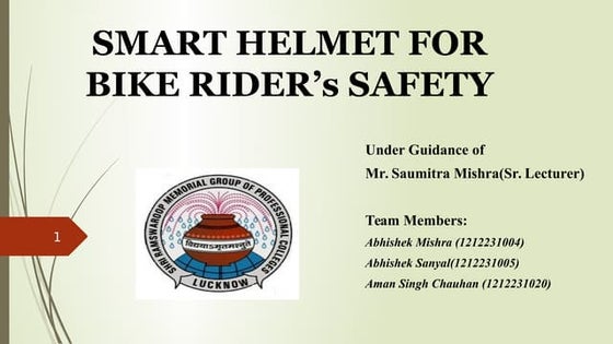 smart helmet | PPTX | Wearable Technology | Consumer Electronics