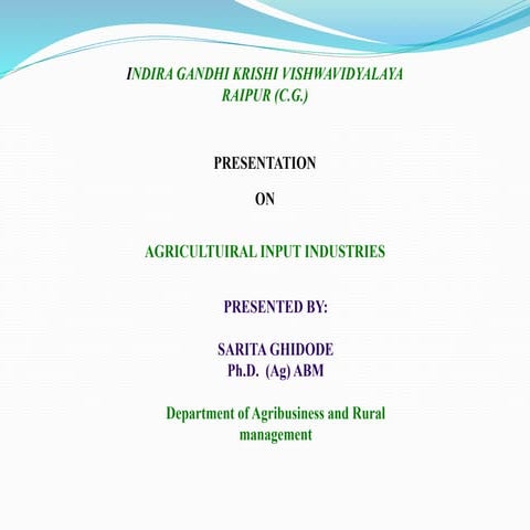 Agriculture input industries | PPTX