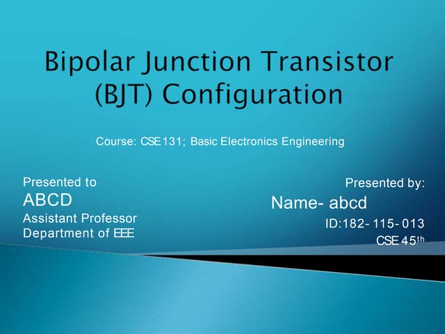 Comparison of cb,ce and cc configuration | PPTX