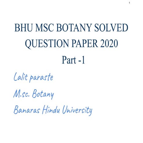 BHU MSC BOTANY ENTRANCE EXAM | PPT