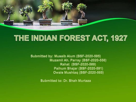 Forest conservation act, 1980 | PPTX