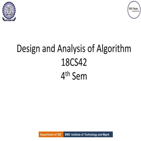 Design and Analysis of Algorthim(CSE) Study Material | PPT