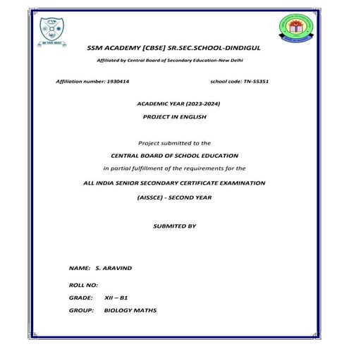 On the face of it English project for class 12 students | PDF